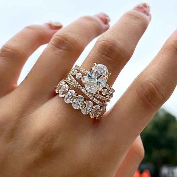 Yellow Gold Wedding Ring Set for Women in Sterling Silver – LoveJewelrys