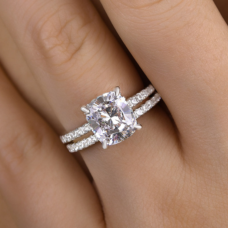 3.0 Carat Cushion Cut Wedding Set in Sterling Silver – LoveJewelrys